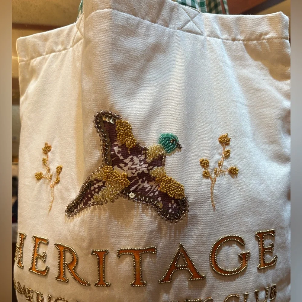 Anthropologie | Bags | Anthropologie Printed Beaded Duck Canvas Tote ...